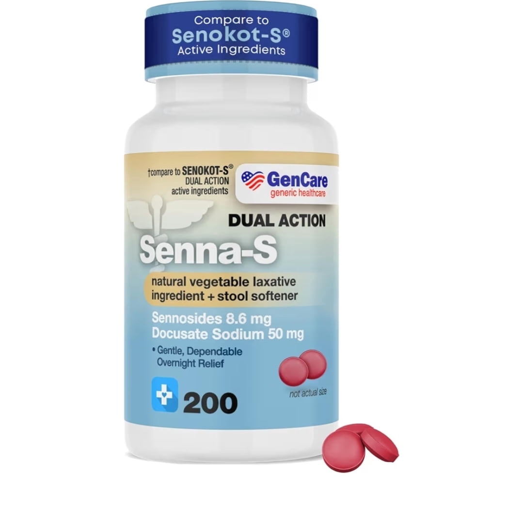 GenCare - Senna-S Natural Vegetable Laxative Plus Stool Softener Dual ...