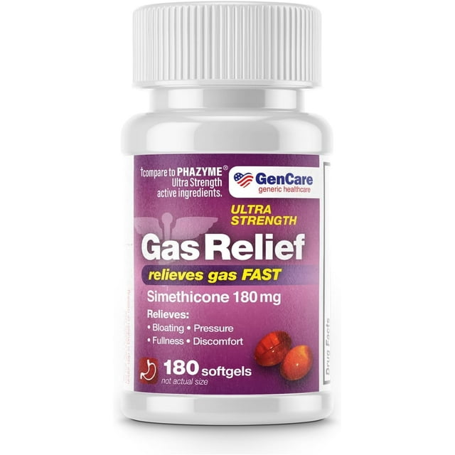 GenCare Anti-Gas Relief Pills, Bloating Relief for Adults, 180 Softgel ...