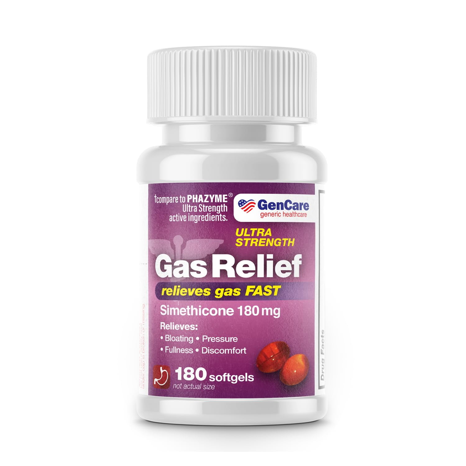 GenCare - Ultra Strength Simethicone Gas Relief 180 mg (180 Softgels ...