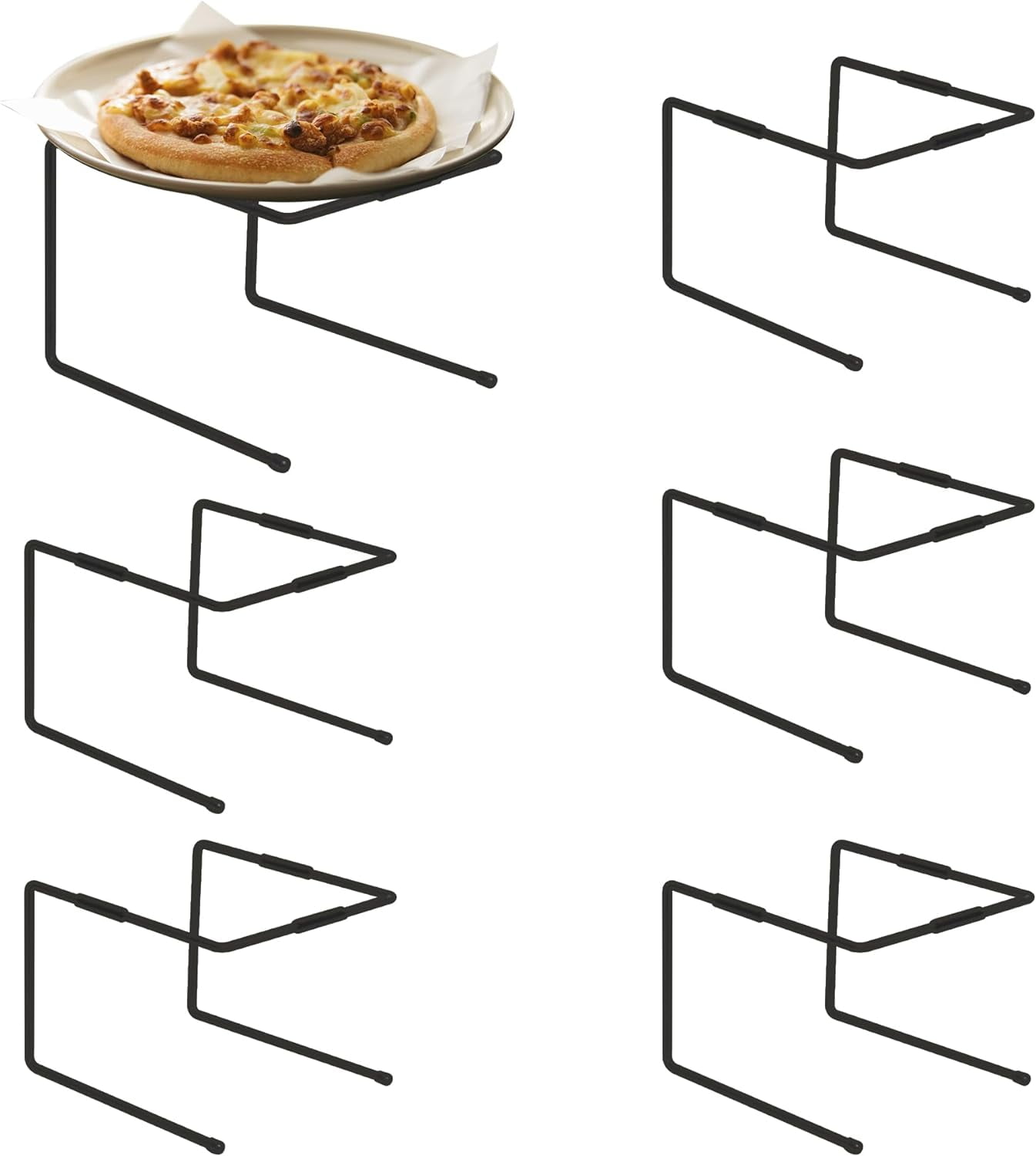 GenMous & Co.6PCS Black Metal Pizza Stands for Tables- Pizza Pan Riser ...