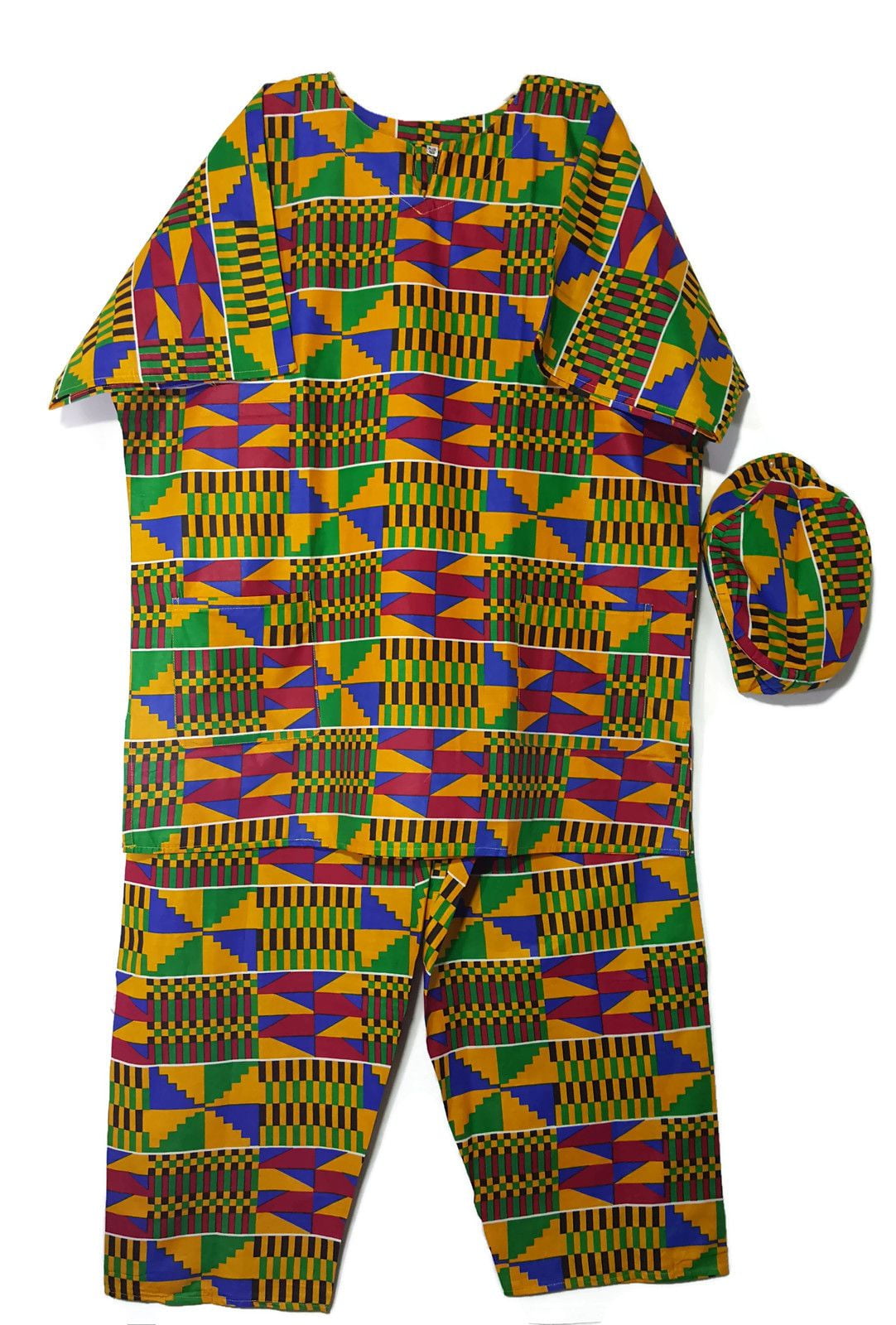 GenOne African Kente Suit Traditional Dashiki Pant Set Cotton Wedding ...