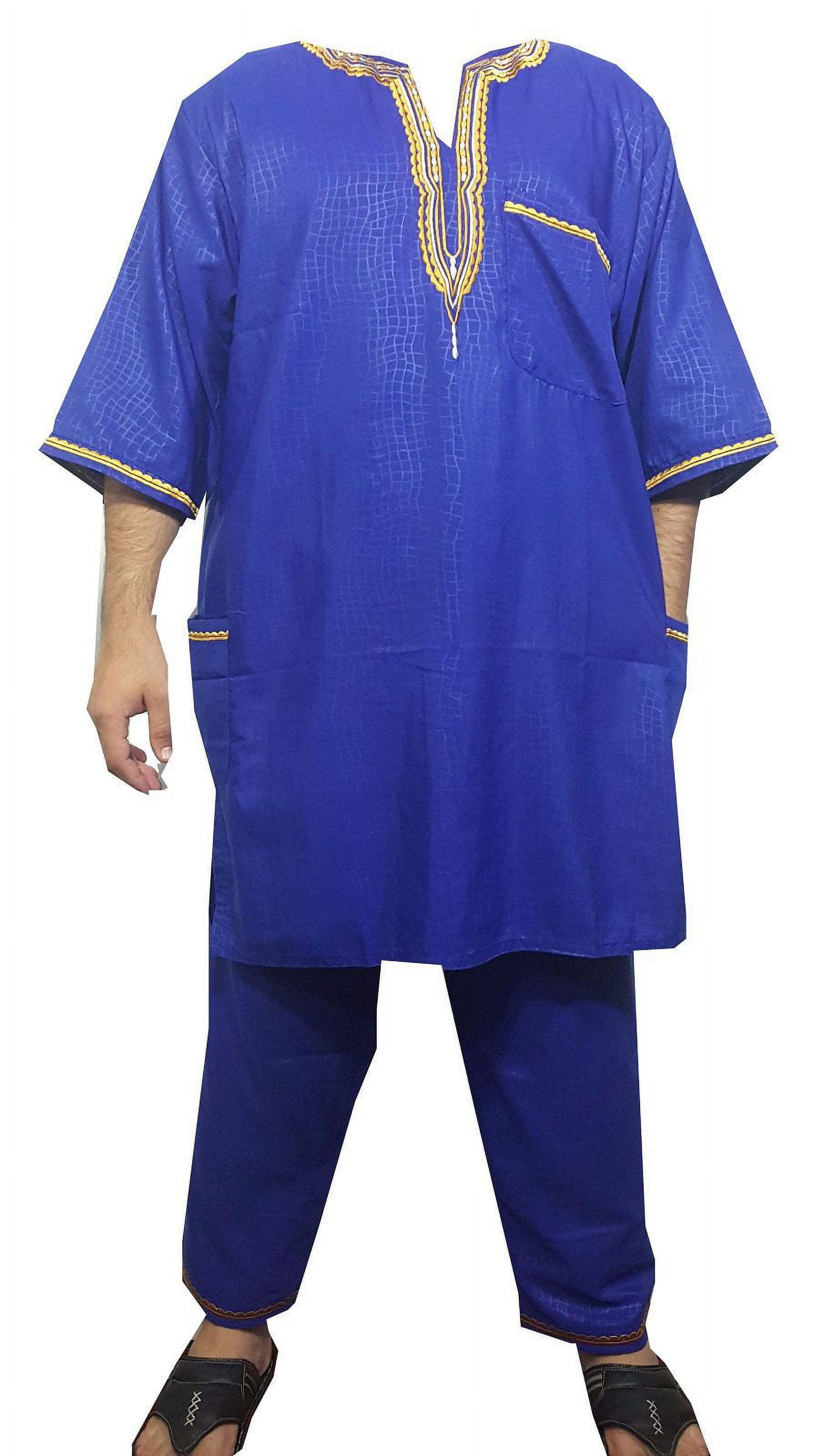 GenOne African Traditional Men Suit Ethnic Clothing Brocade Pant Set Plus Size Navy - Walmart.com
