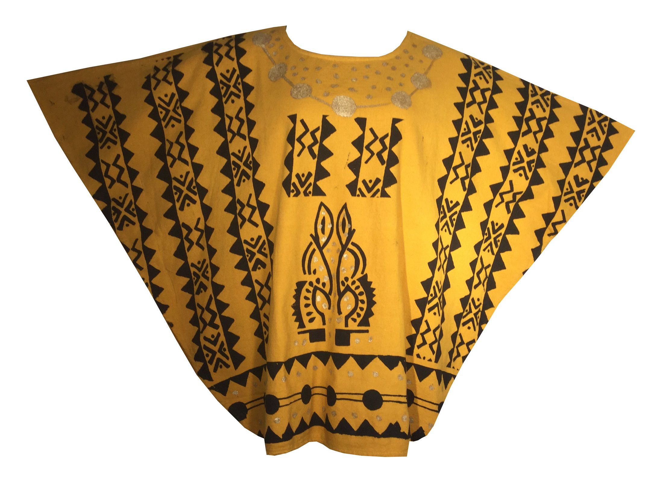 GenOne African Women Hippie Cotton Poncho Dashiki Blouse Mud Cloth Vintage Shirt Mustard Black ...