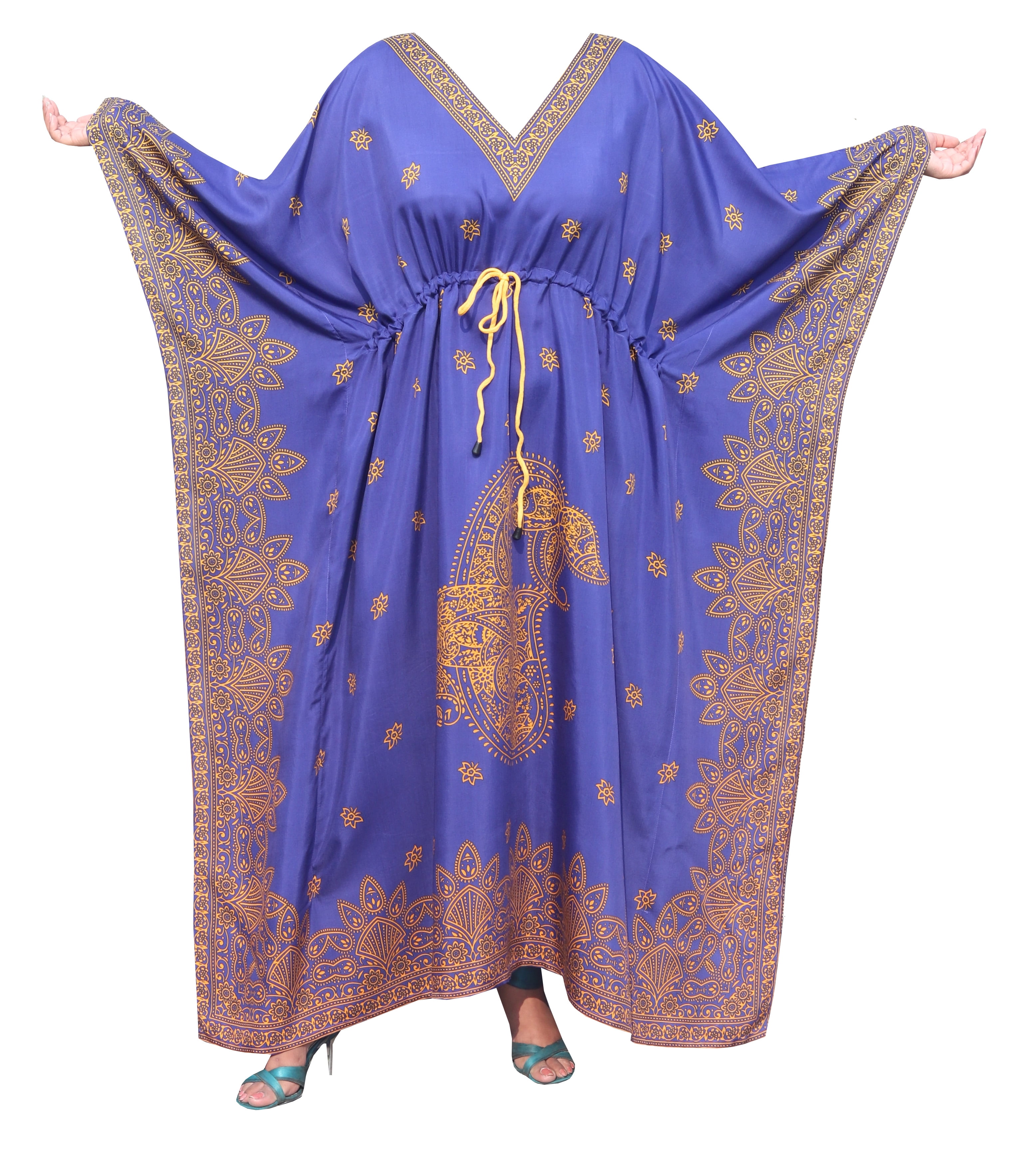 GenOne Kaftan Dresses for Women Paisley Robe Beach Coverups Maxi Caftan ...