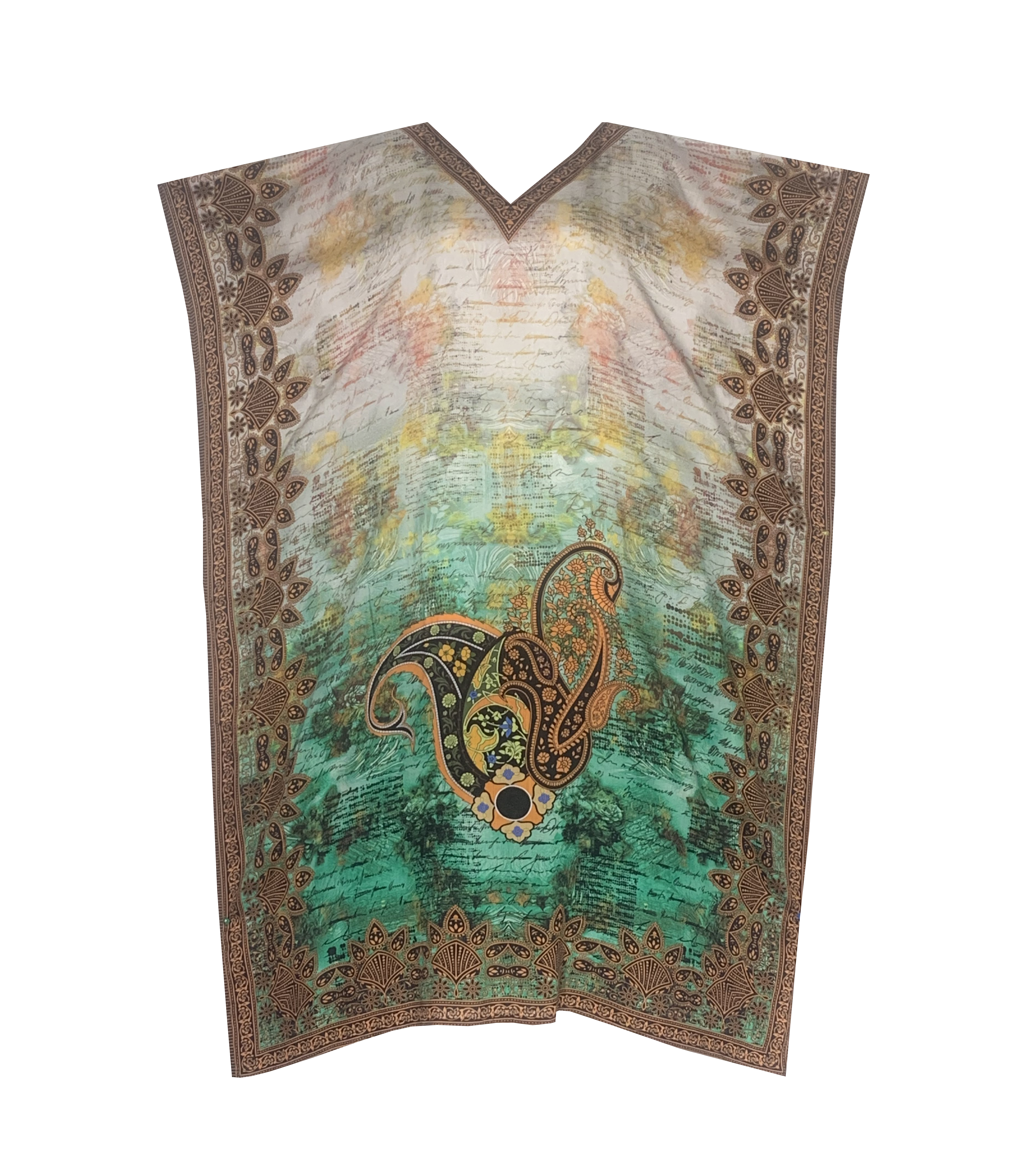 GenOne Kaftan Dresses for Women Paisley Robe Beach Coverups Maxi Caftan White Grey Green 303 ...