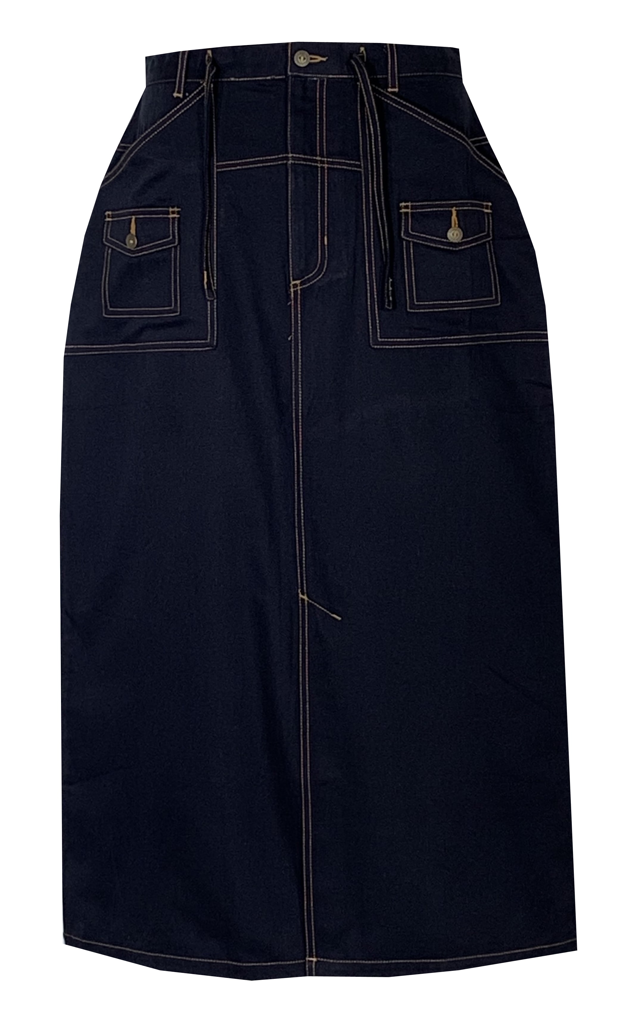 GenOne Long Denim Skirts for Women, Casual Non-Stretch Solid Color Jean ...