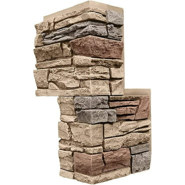 GenStone Faux Stacked Stone 90 Degree Outside Corner Panel 22.5" x 12 ...