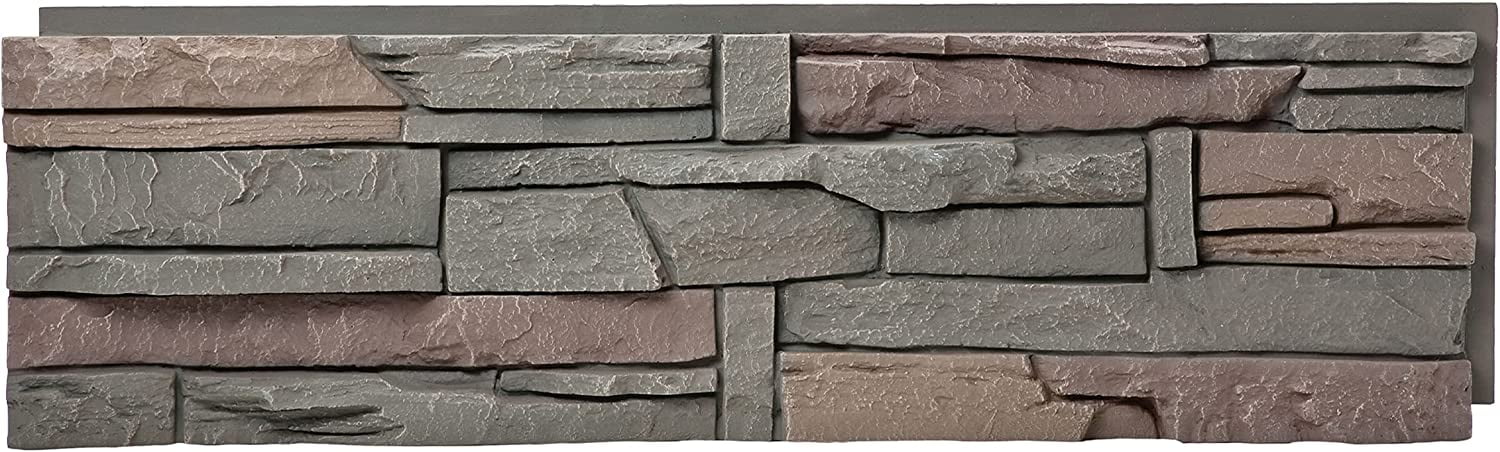 GenStone Faux Stacked Stone Panel 41" x 11.25" in Keystone Color for Do ...