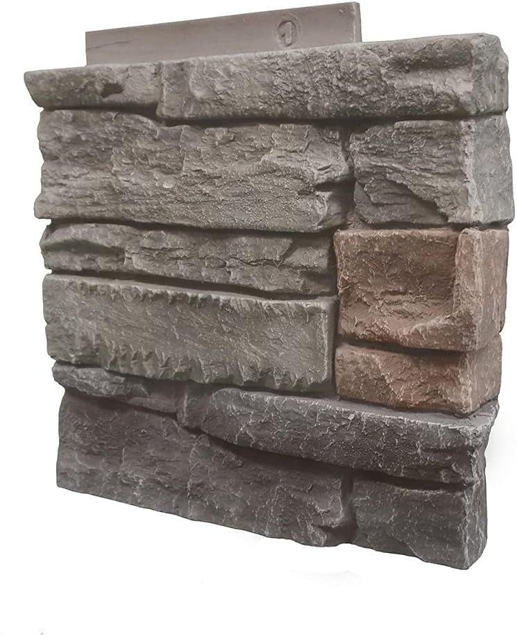 GenStone Faux Stacked Stone Right Corner Panel 12.5" x 11.25" in Kenai ...