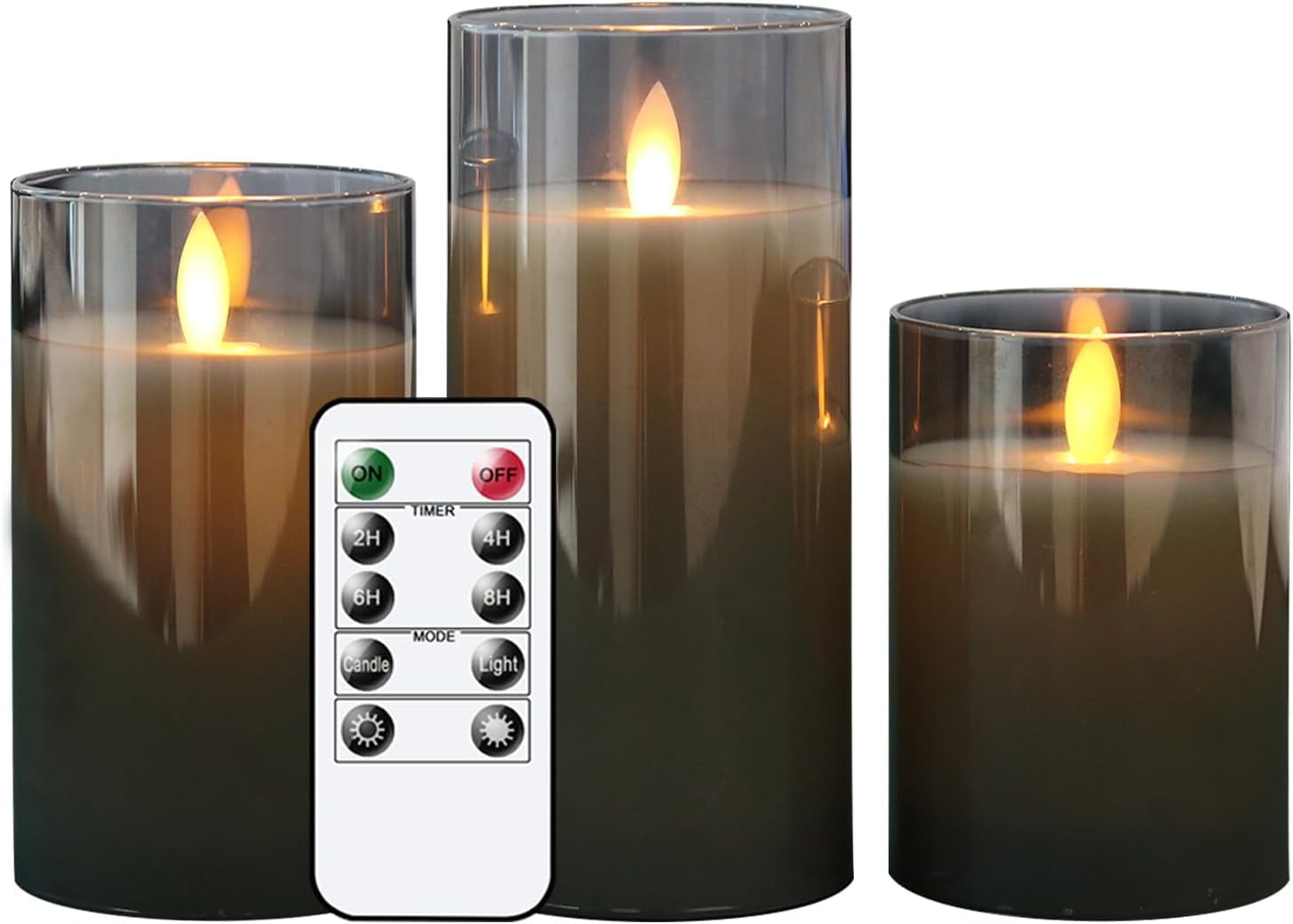 GenSwin Battery Operated LED Flameless Flickering Candles with 10-Key ...