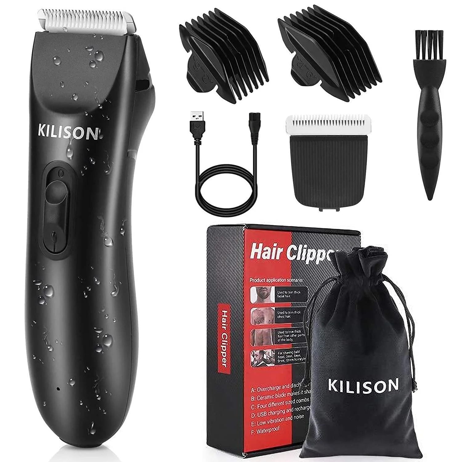 GenX Hair Trimmer, Waterproof Wet/Dry Body Trimmer with 2 removable ...
