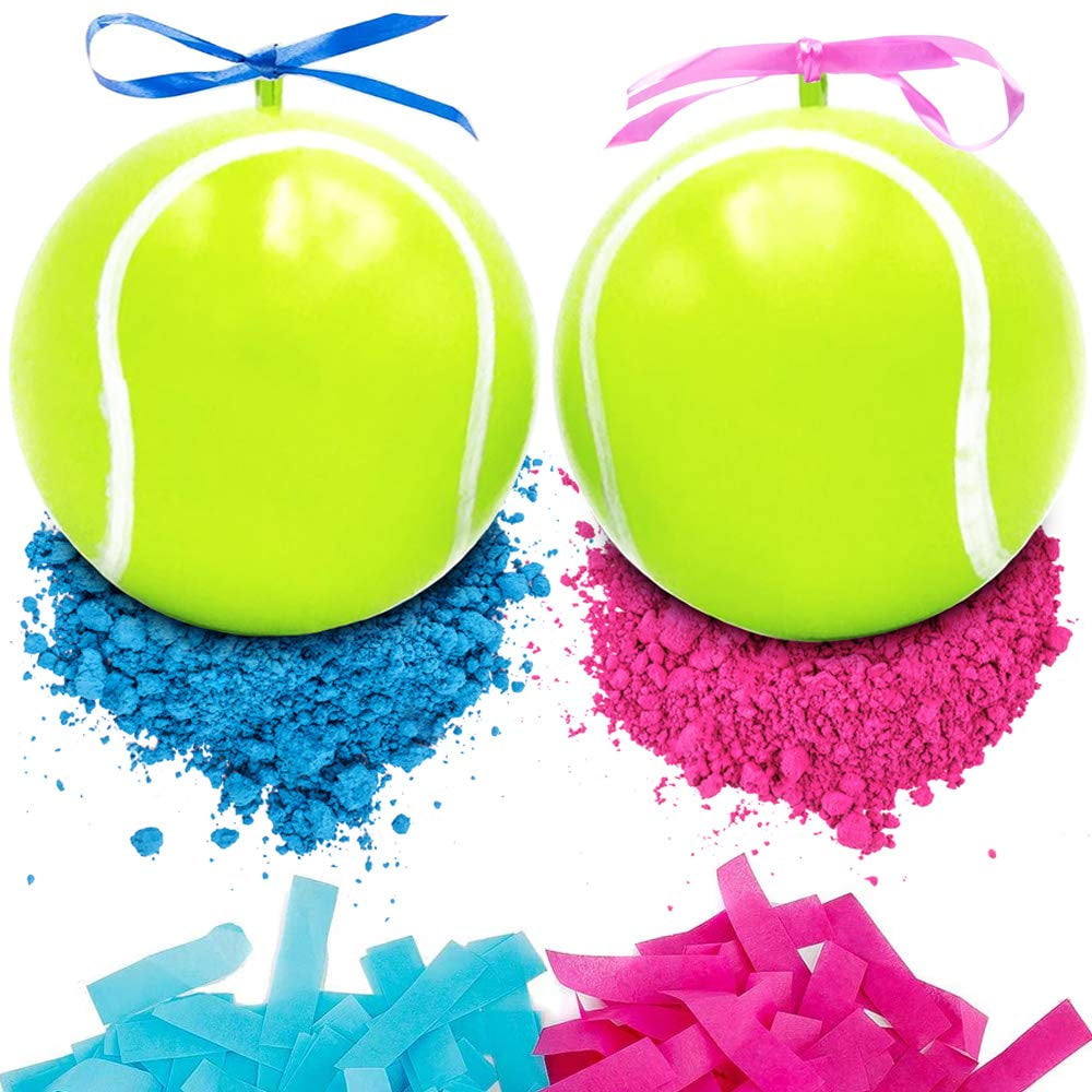 Gender CM31 Reveal Tennis Ball Set - 2 Balls with Powder and Confetti - Pink and Blue - Walmart.com