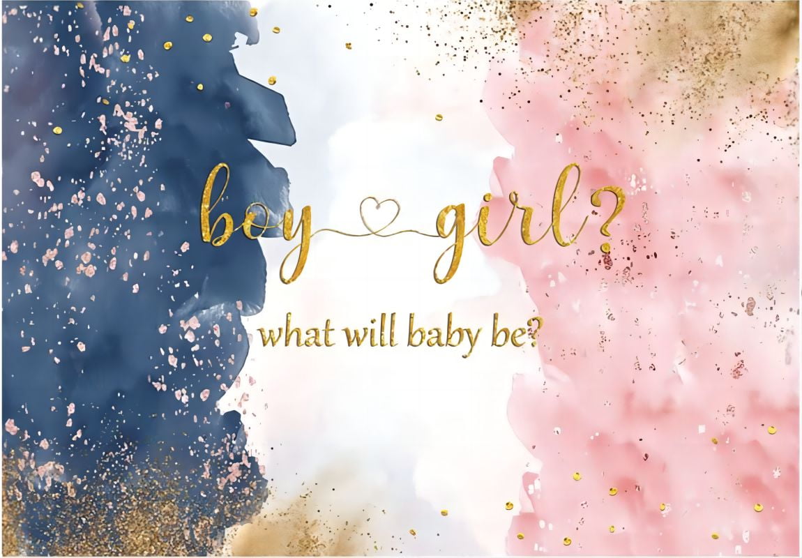 Gender Disclosure Party Background Boys or Backdrop Blue Pink Banner ...