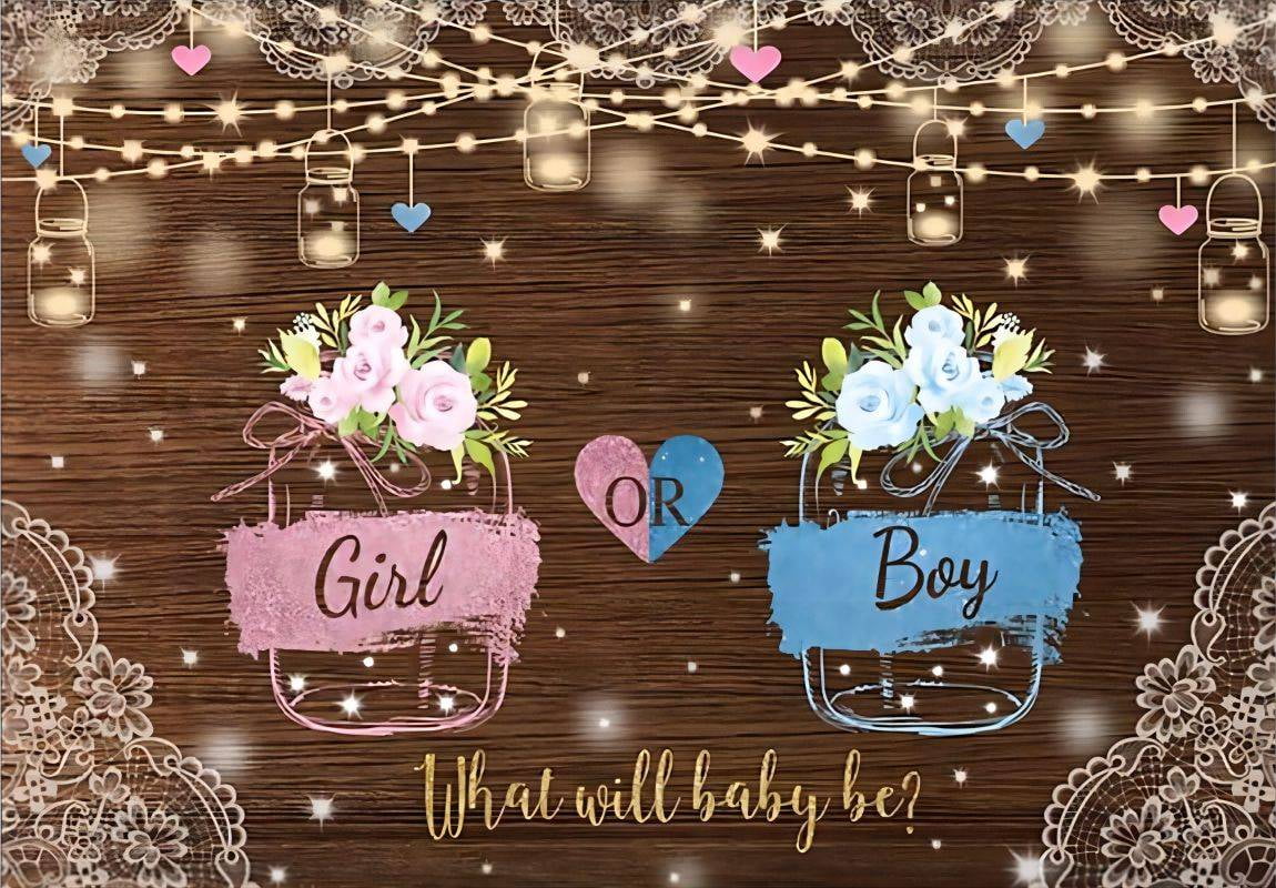 Gender Disclosure Party Background Boys or Backdrop Blue Pink Banner ...