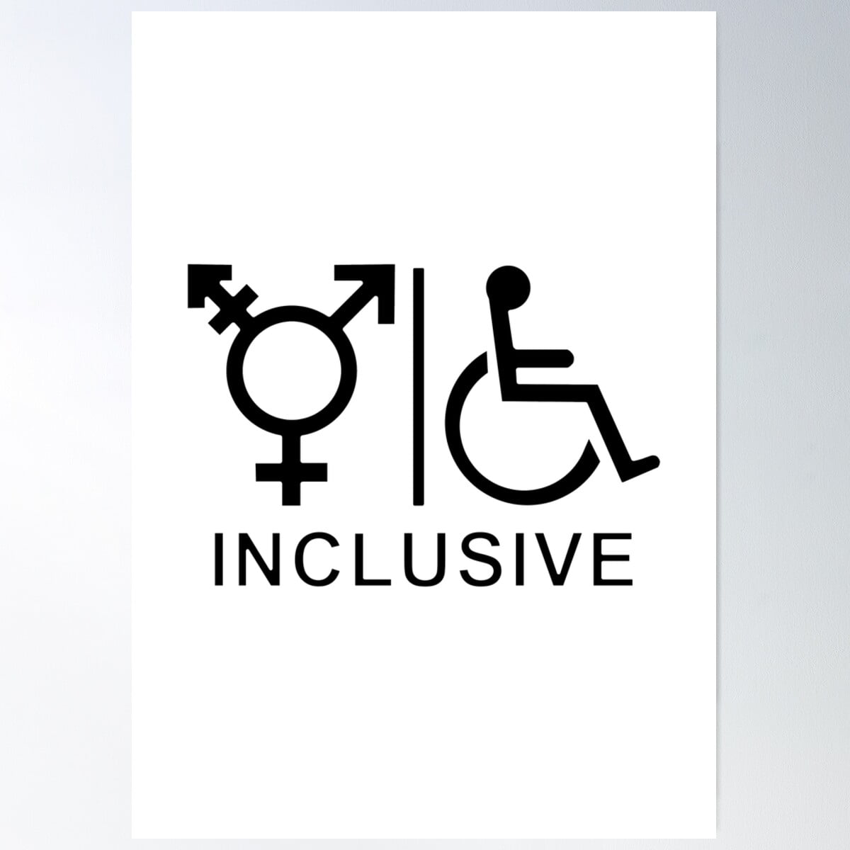 Gender Neutral And Whelchair Inclusive Bathroom Sign Poster Wall Art ...