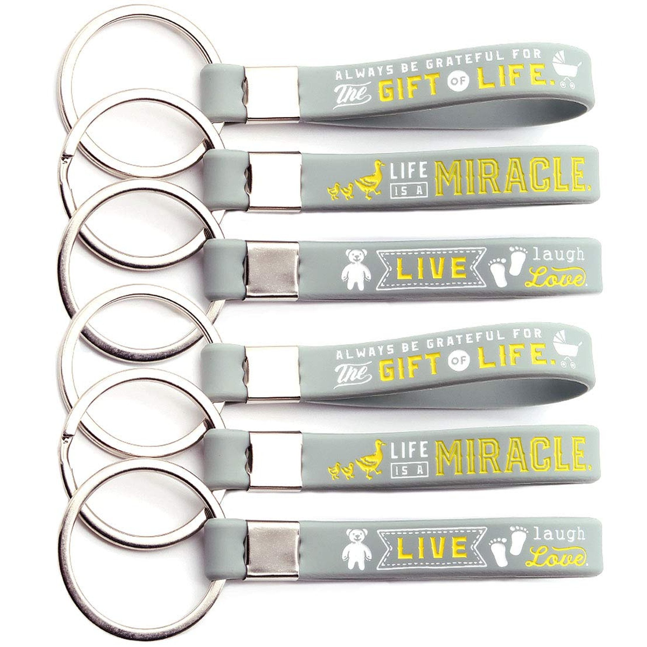 Gender Neutral Baby Shower Keychain Favors - 12-Pack of Whimsical Key ...