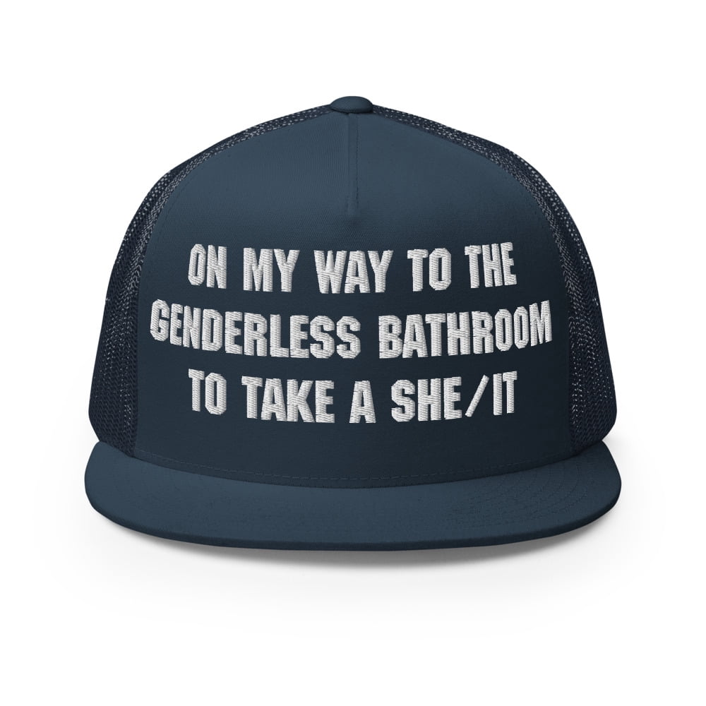 Gender Reveal Baby Shower Funny Pronoun Embroidered Trucker Cap, On My ...