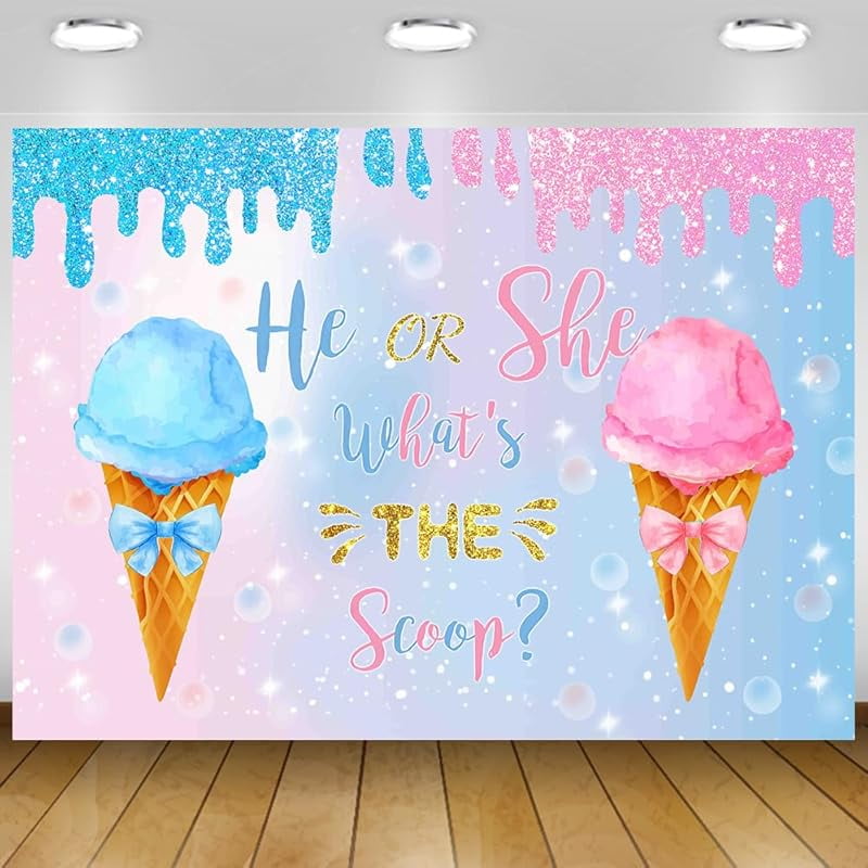 He Or She Gender Reveal Backdrop Blue Pink Footprints Gender Reveal ...
