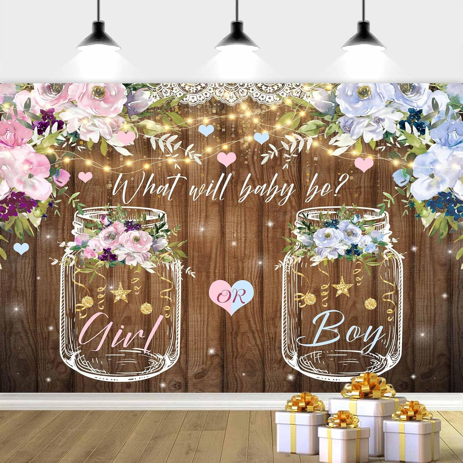 Gender Reveal Backdrop Boy or Girl Wishing Bottle Gender Reveal ...