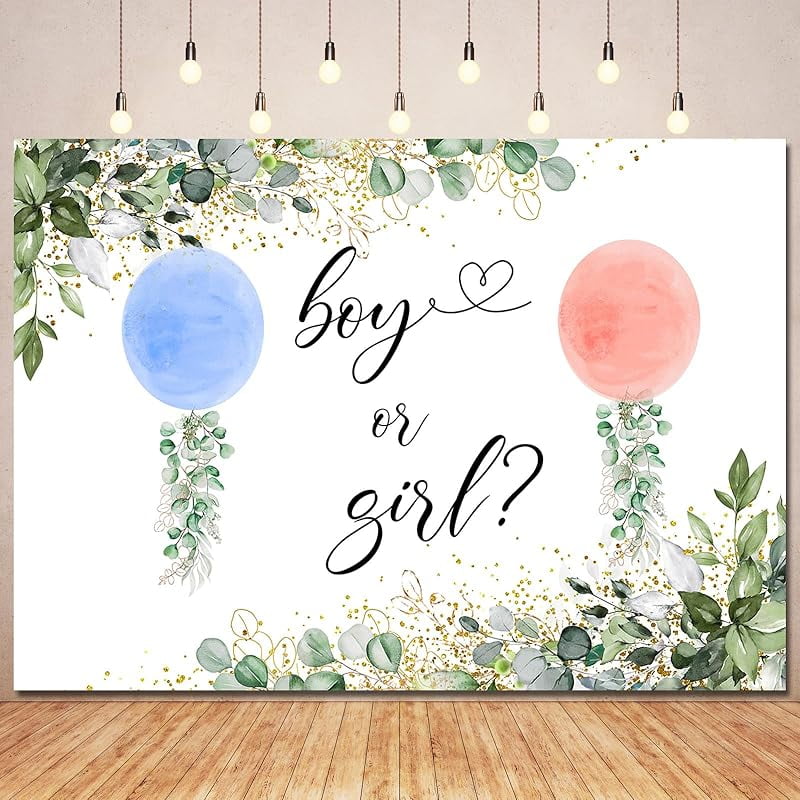 Gender Reveal Backdrop Greenery Gender Reveal Decorations,Blue or Pink ...