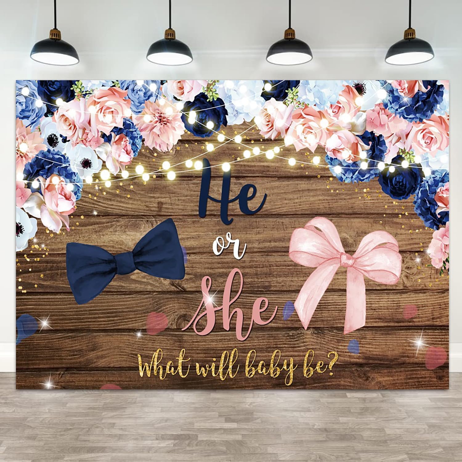 Gender Reveal Backdrop He or She Photography Background Blue Pink ...