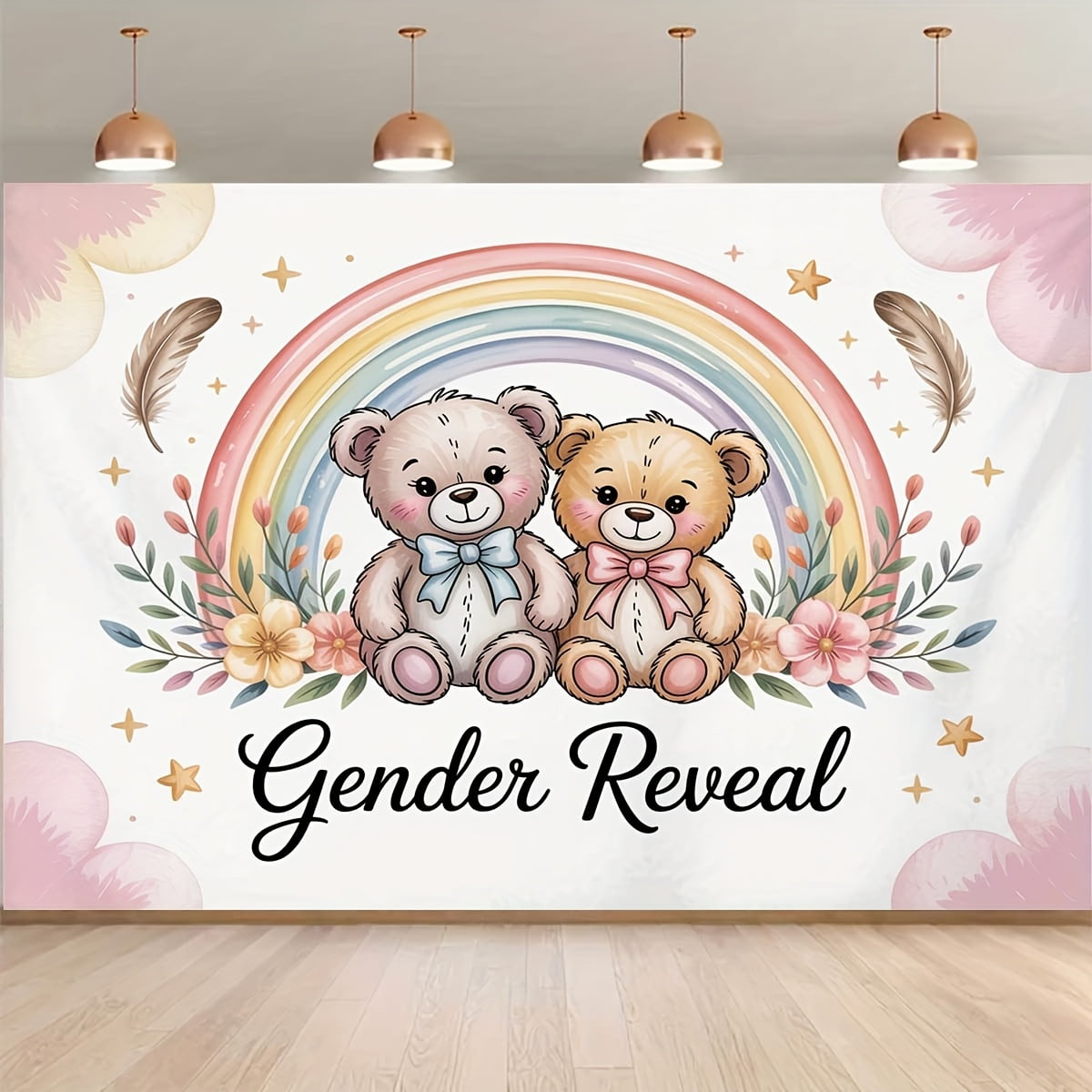 Gender Reveal Backdrop Rainbow Bears Boy or Girl Photography Background ...