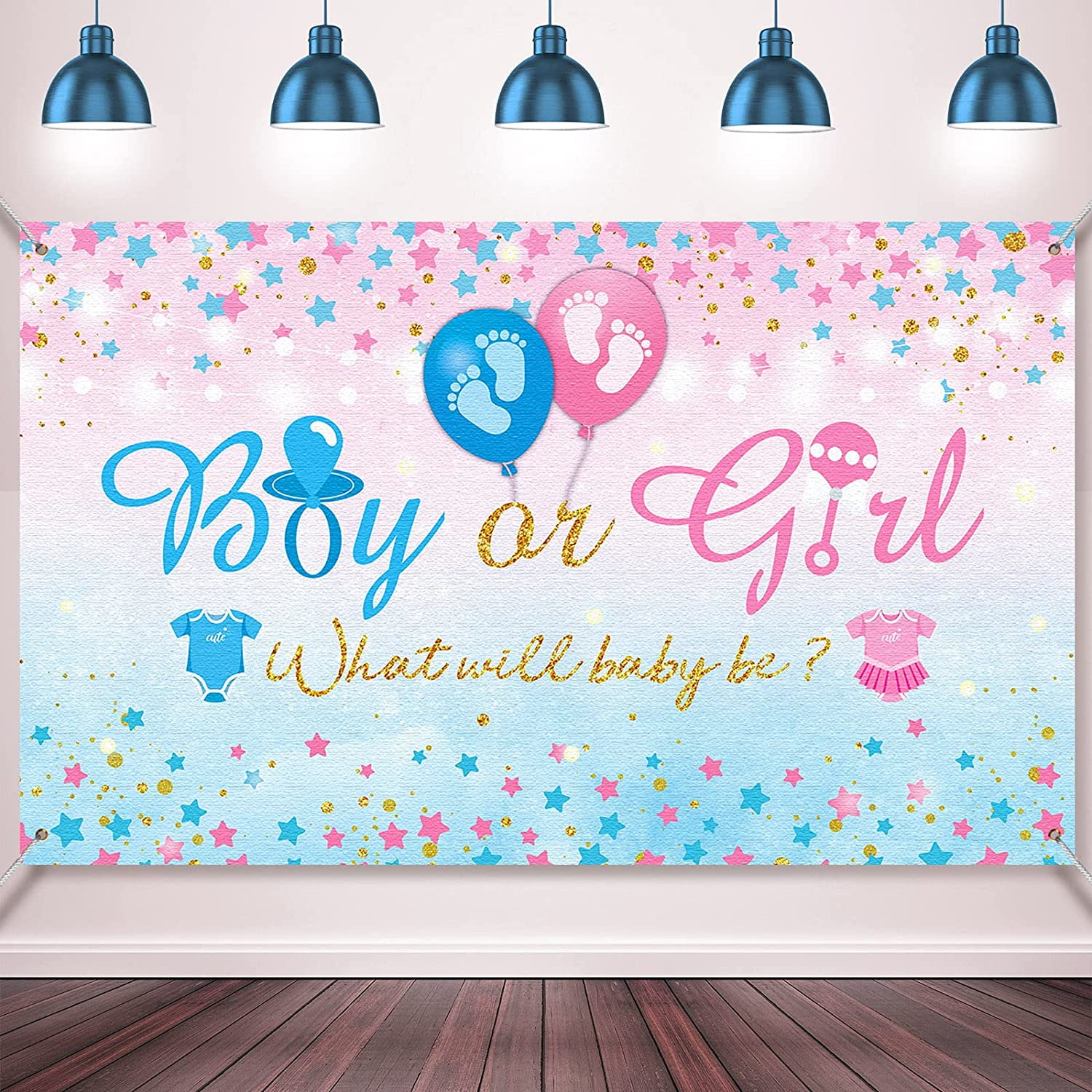 Gender Reveal Background Boy or Girl Backdrop Blue Pink Gender Reveal ...