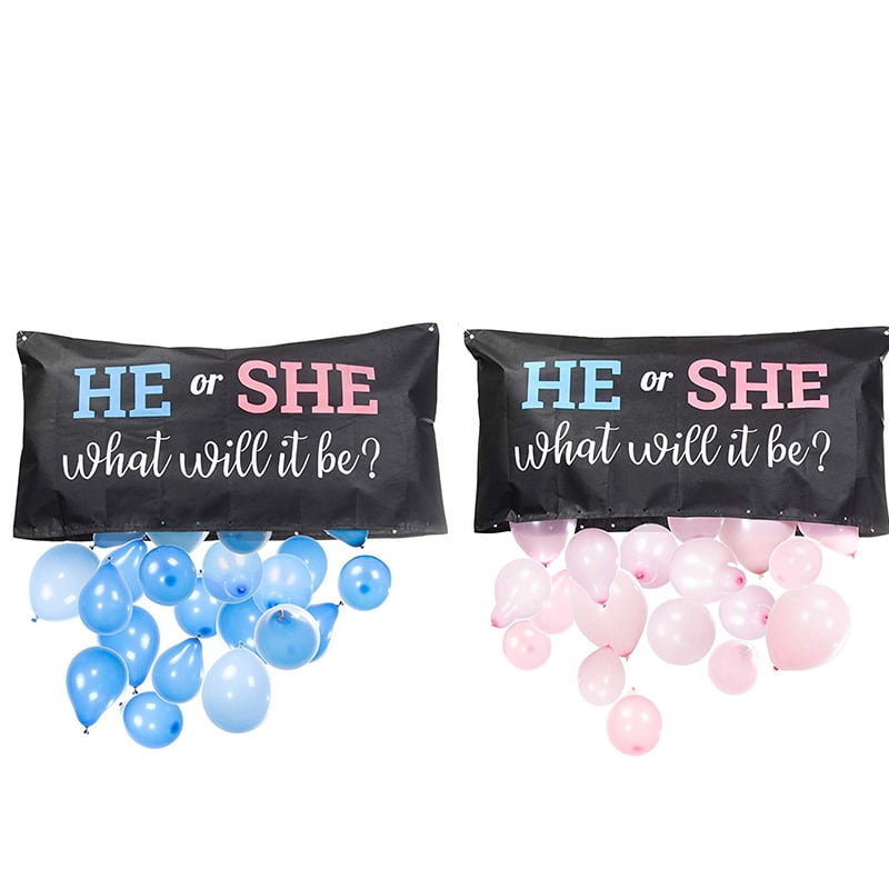 Gender Reveal Balloon Drop Bag | He or She, What Will it Be? | Balloon ...