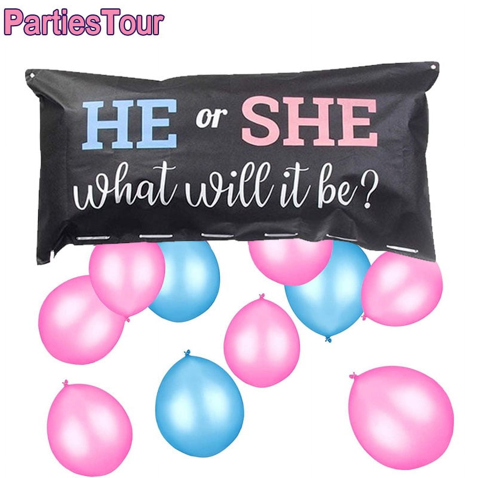 Gender Reveal Balloon Drop Bag With Balloons HE or SHE What Will It Be ...