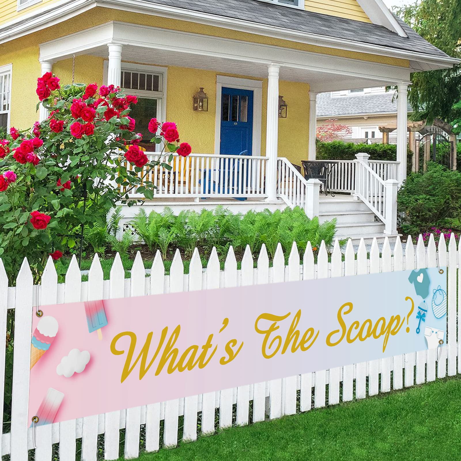 Gender Reveal Banner He or She Baby Shower Yard Lawn Sign Photo Booth ...