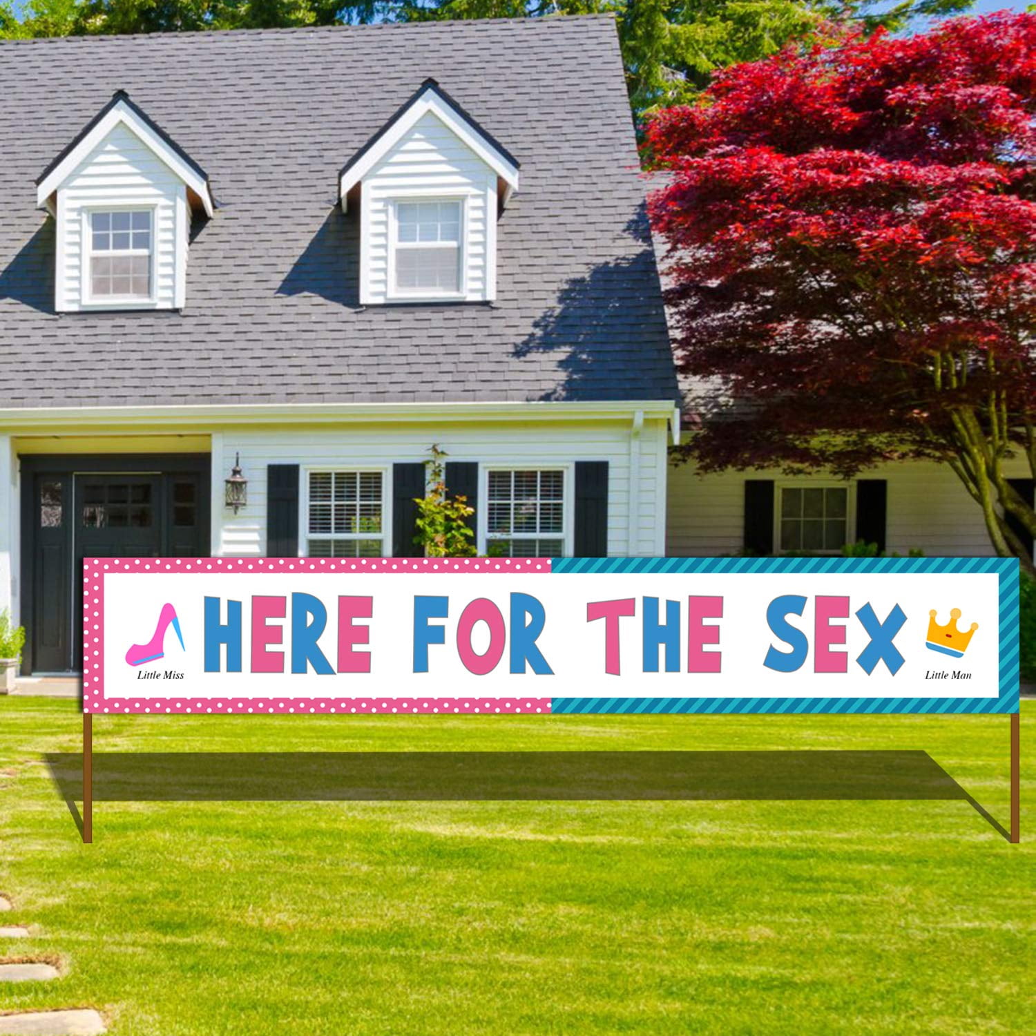 Gender Reveal Banner He or She Baby Shower Yard Lawn Sign Photo Booth ...