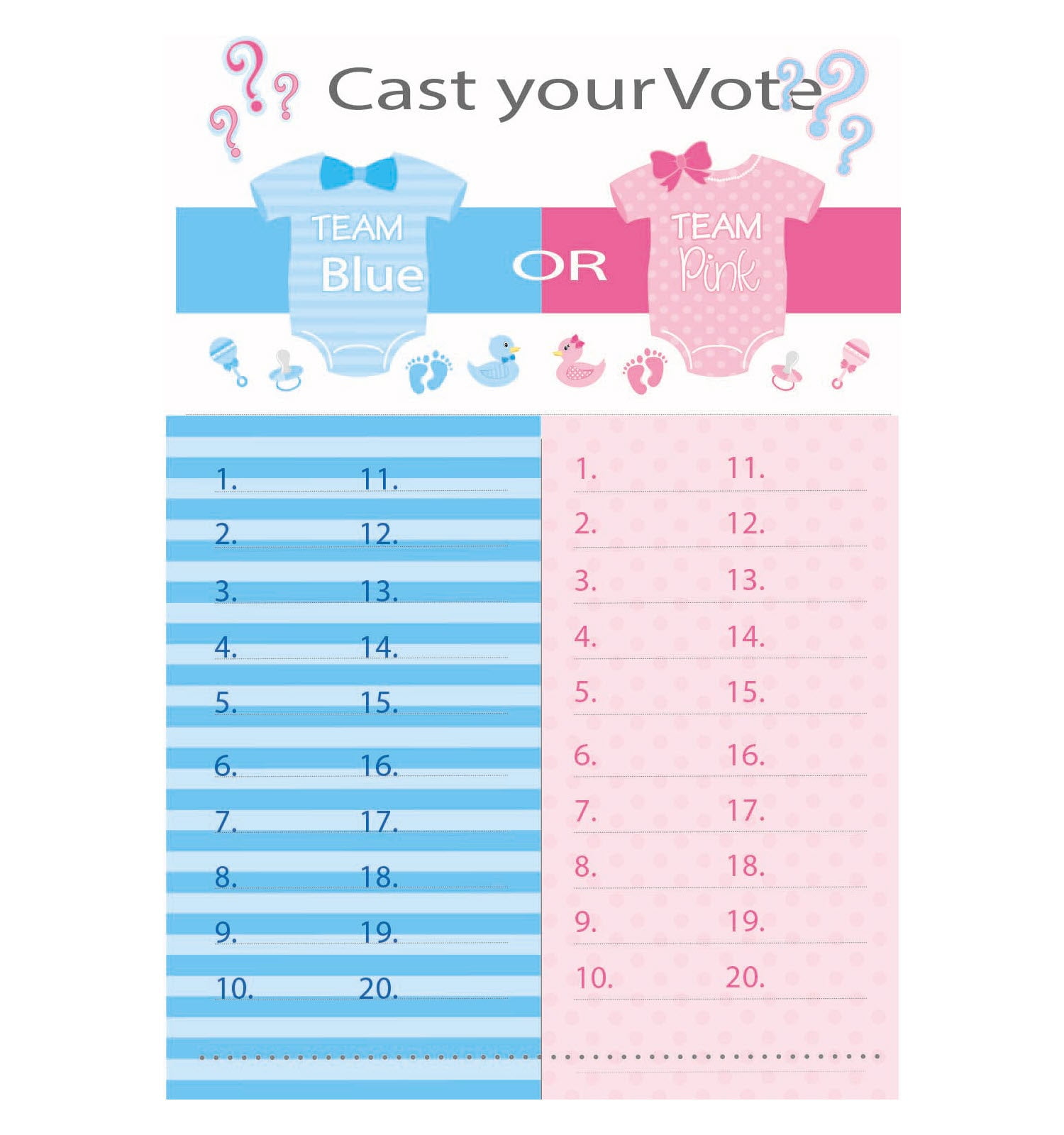 Gender Reveal Boy Or Girl Vote Tally Board - Walmart.com