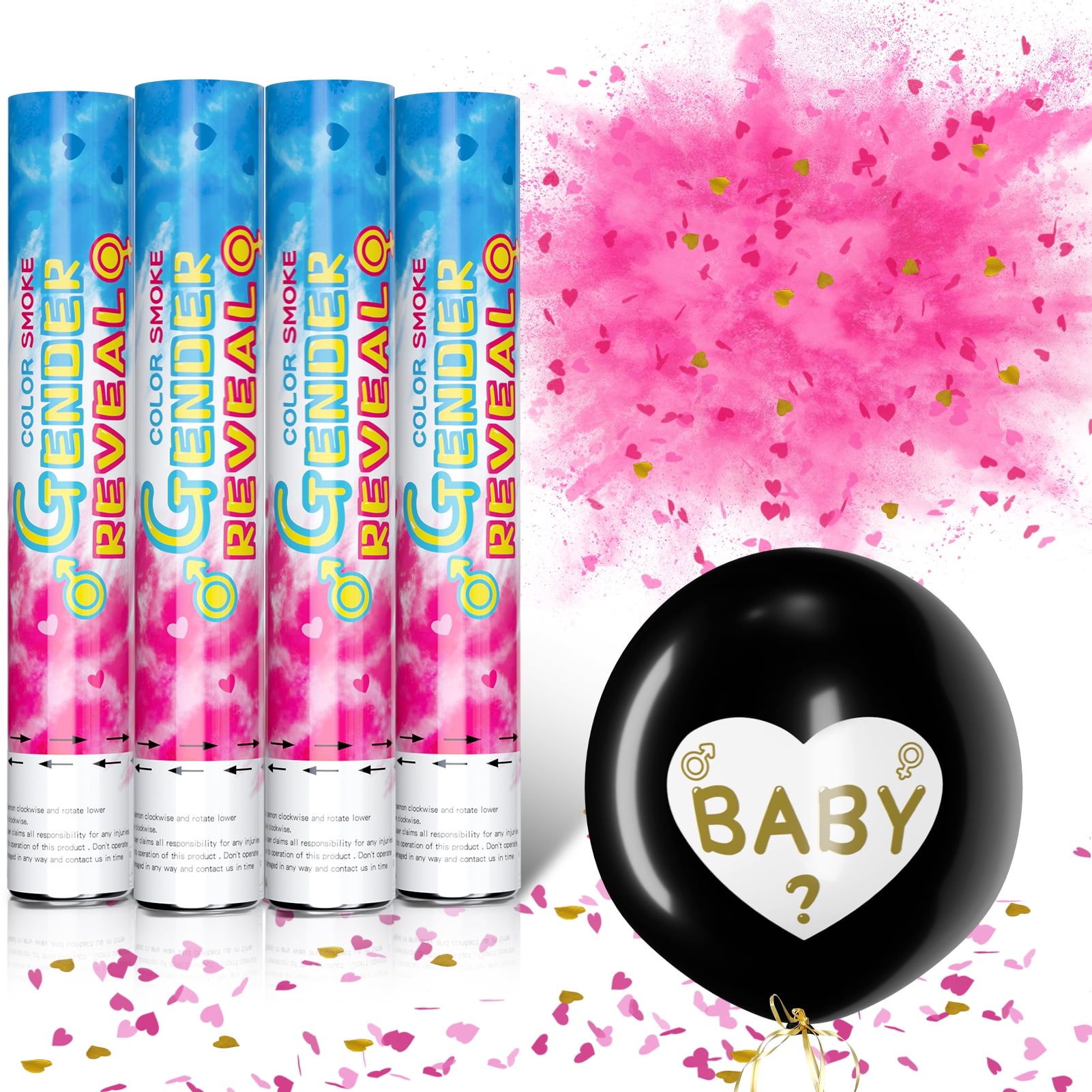 Gender Reveal Butterfly Confetti Powder Cannon And And Confetti Balloon