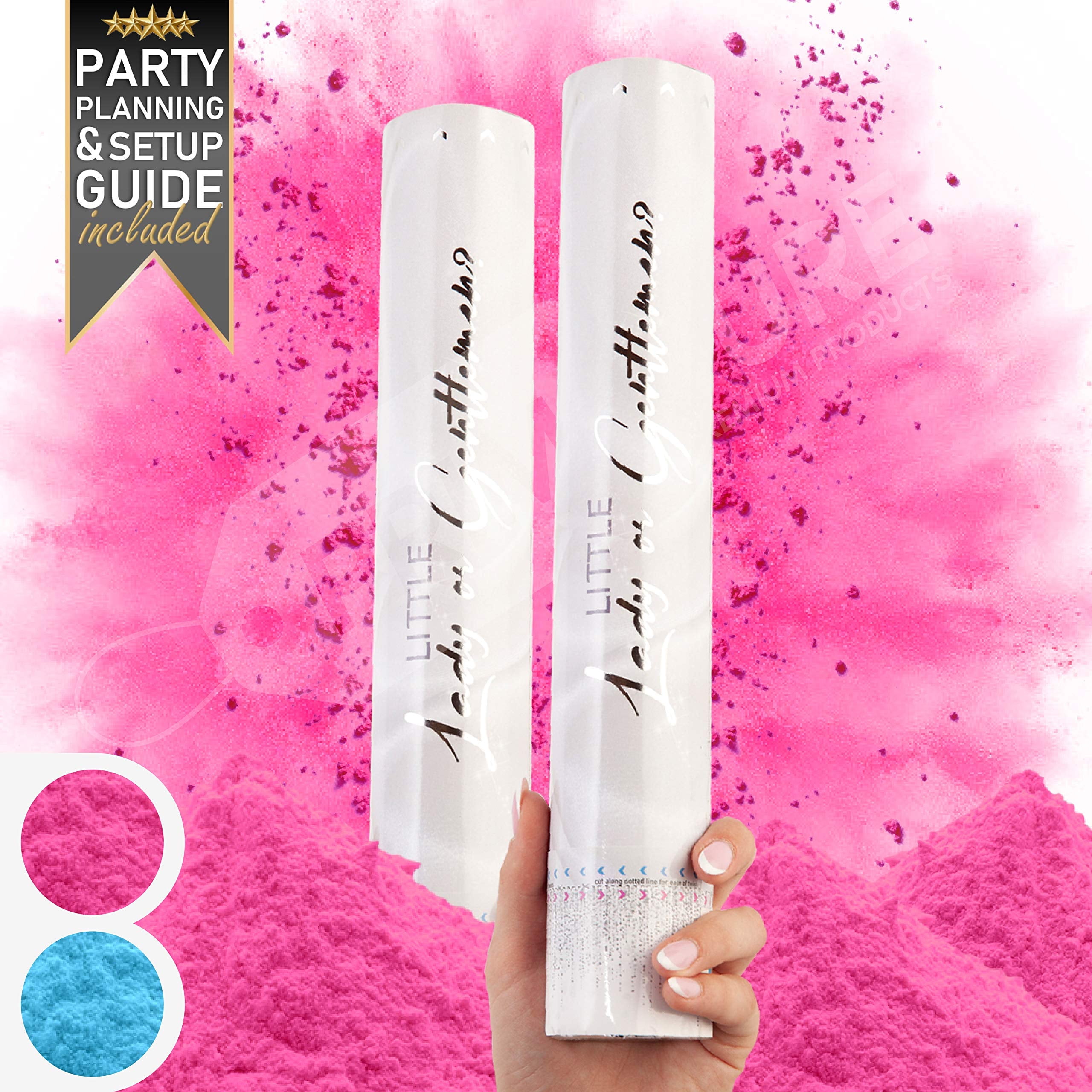 2 Pack Pink Biodegradable Gender Reveal Power Cannon | Baby Girl ...