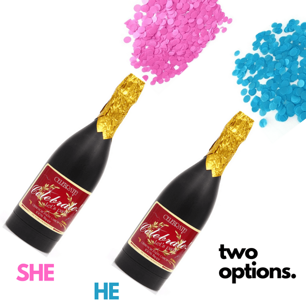 Gender Reveal Confetti Popper Champagne Confetti Bottle Popper - 2pk ...