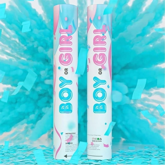 TUR Blue Gender Reveal Confetti & Powder Smoke Cannons 2-Pack ...