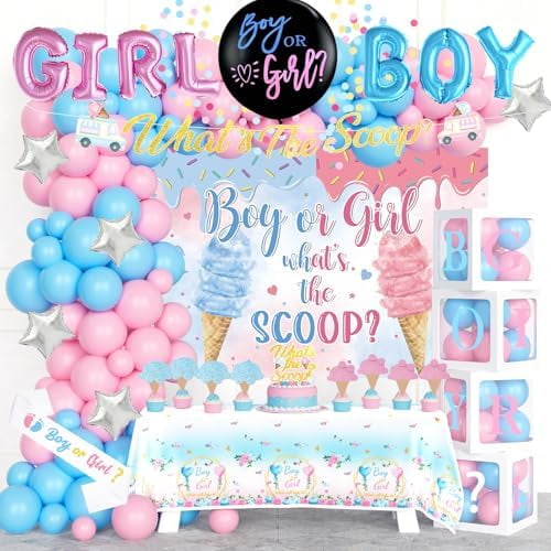 Gender Reveal Decorations, 117PCs - Whats the Scoop Gender Reveal Party ...