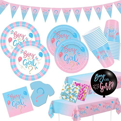Gender Reveal Decorations, Baby Shower Party Supplies 124 Pieces Paper ...