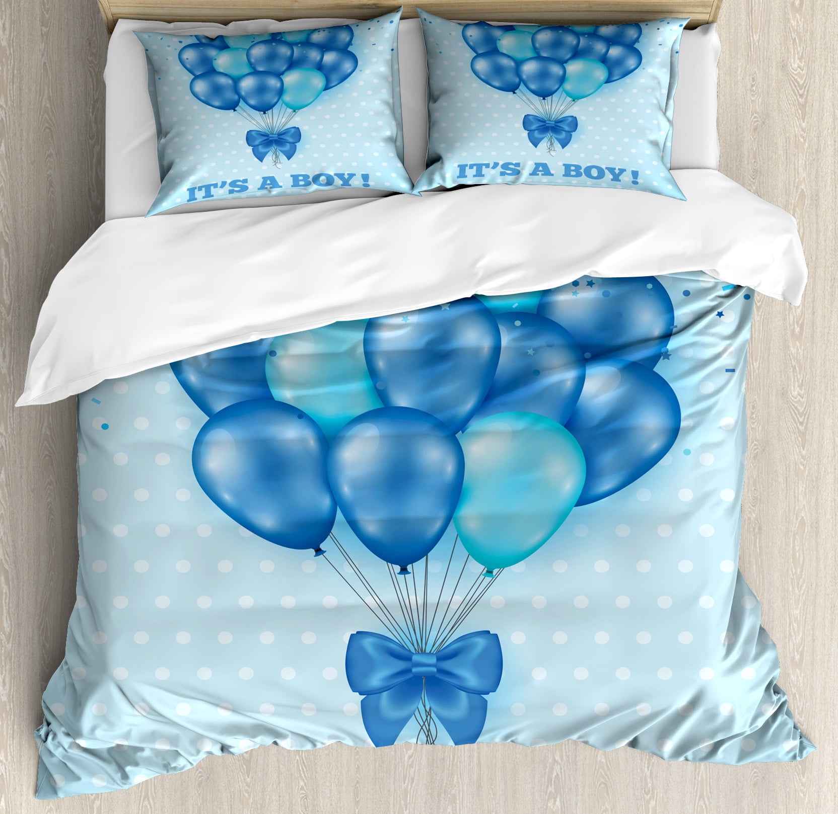 Gender Reveal Duvet Cover Set, Balloons on the Nostalgic Polka Dots ...