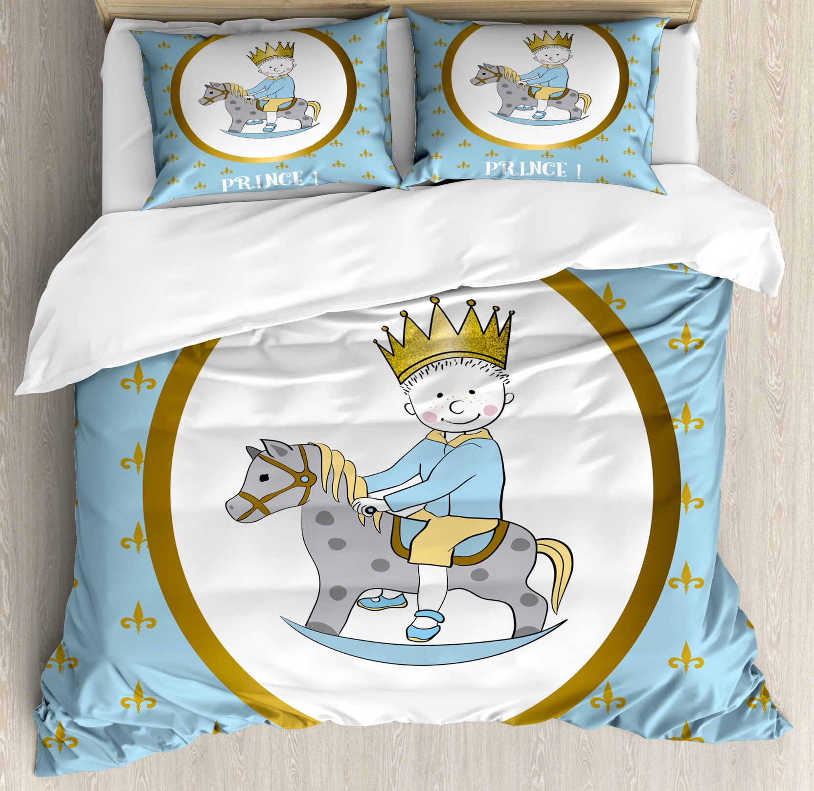 Gender Reveal Duvet Cover Set, It's a Prince Words with a Boy Riding a ...