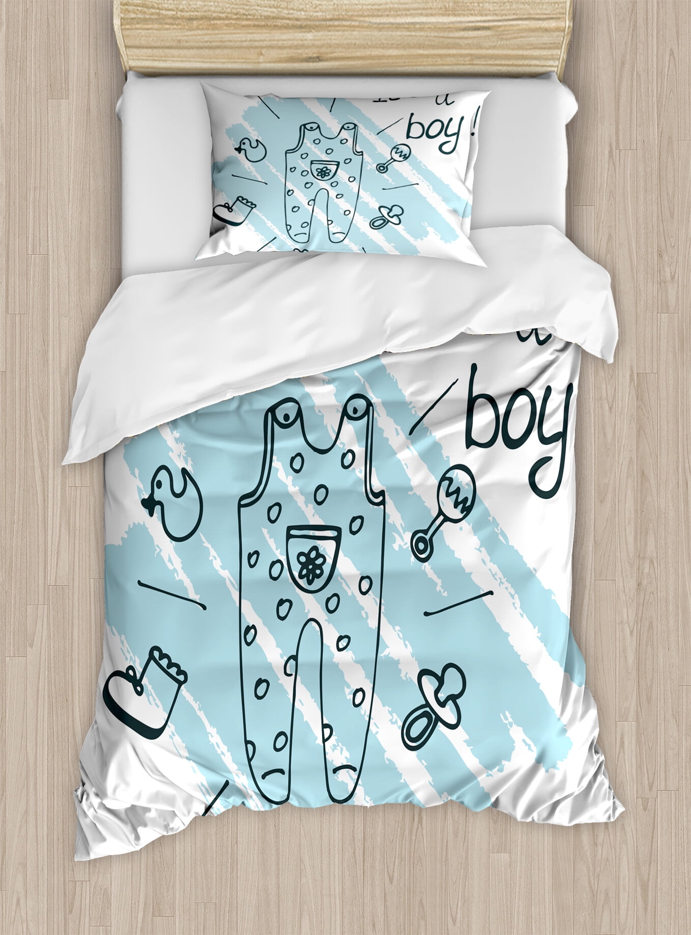 Gender Reveal Duvet Cover Set, Its Boy Words Clothes Parenthood Theme ...