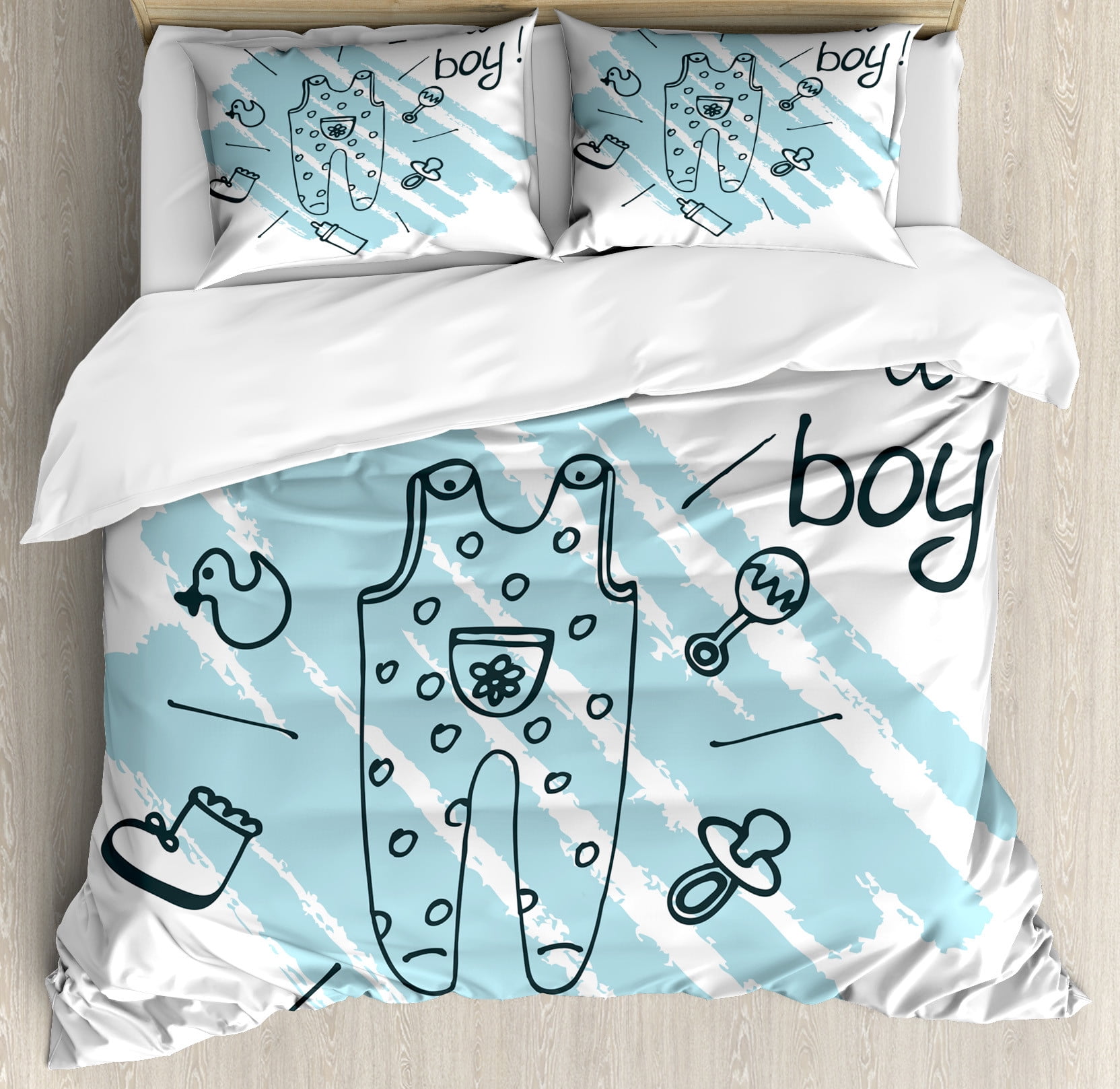 Gender Reveal Duvet Cover Set, Its Boy Words Clothes Parenthood Theme ...
