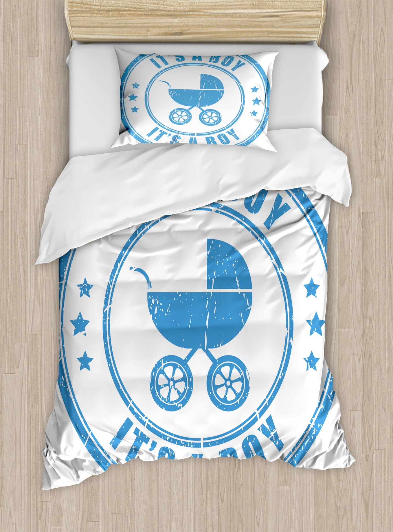 Gender Reveal Duvet Cover Set, Old Fashioned Style Its a Boy Words with ...