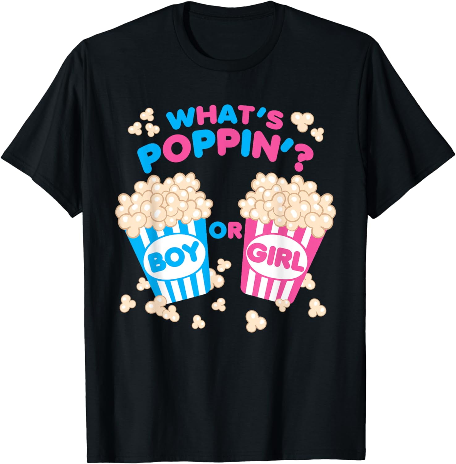 Gender Reveal Family Blue and Pink Popcorn T-Shirt Graphic & Letter ...