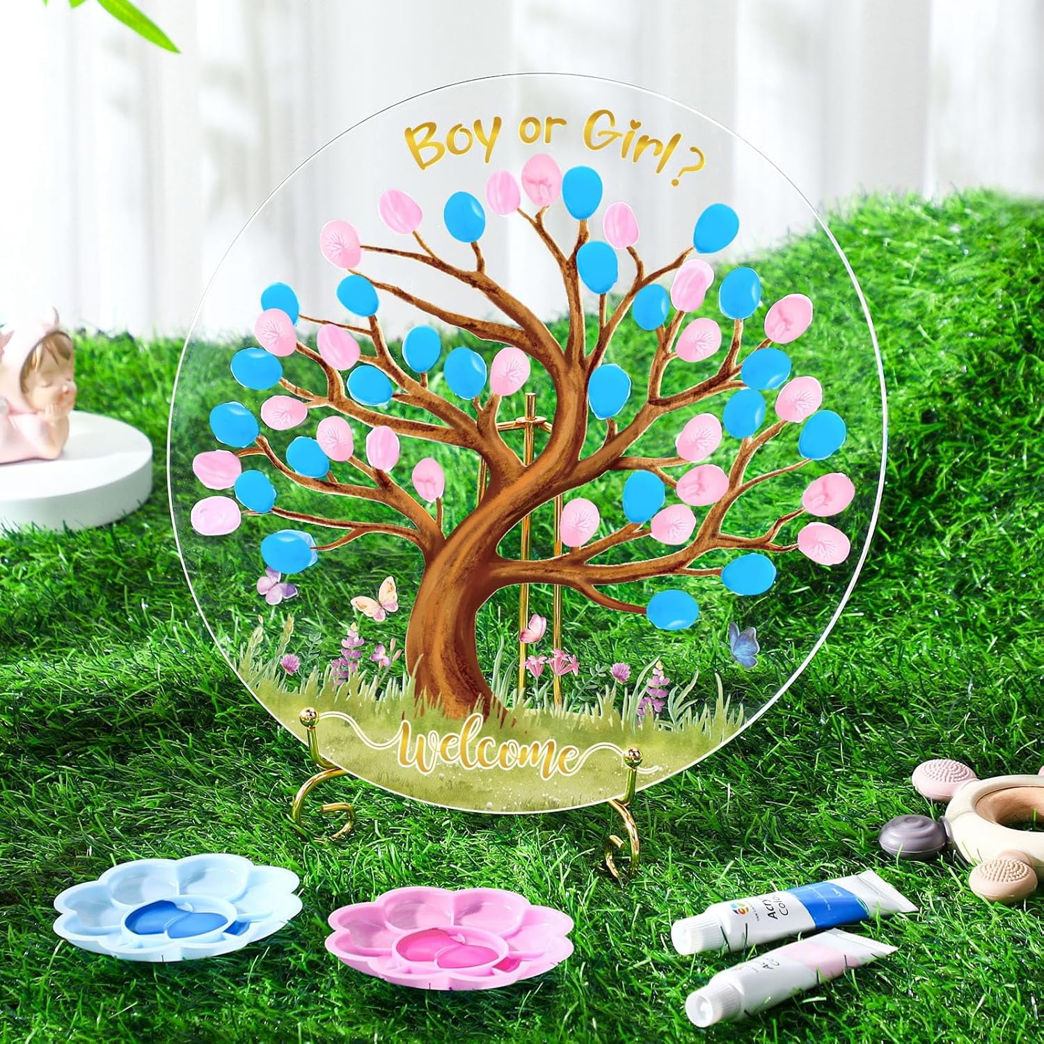 Gender Reveal Fingerprint Tree Boy or Girl Party Ideas Baby Shower ...