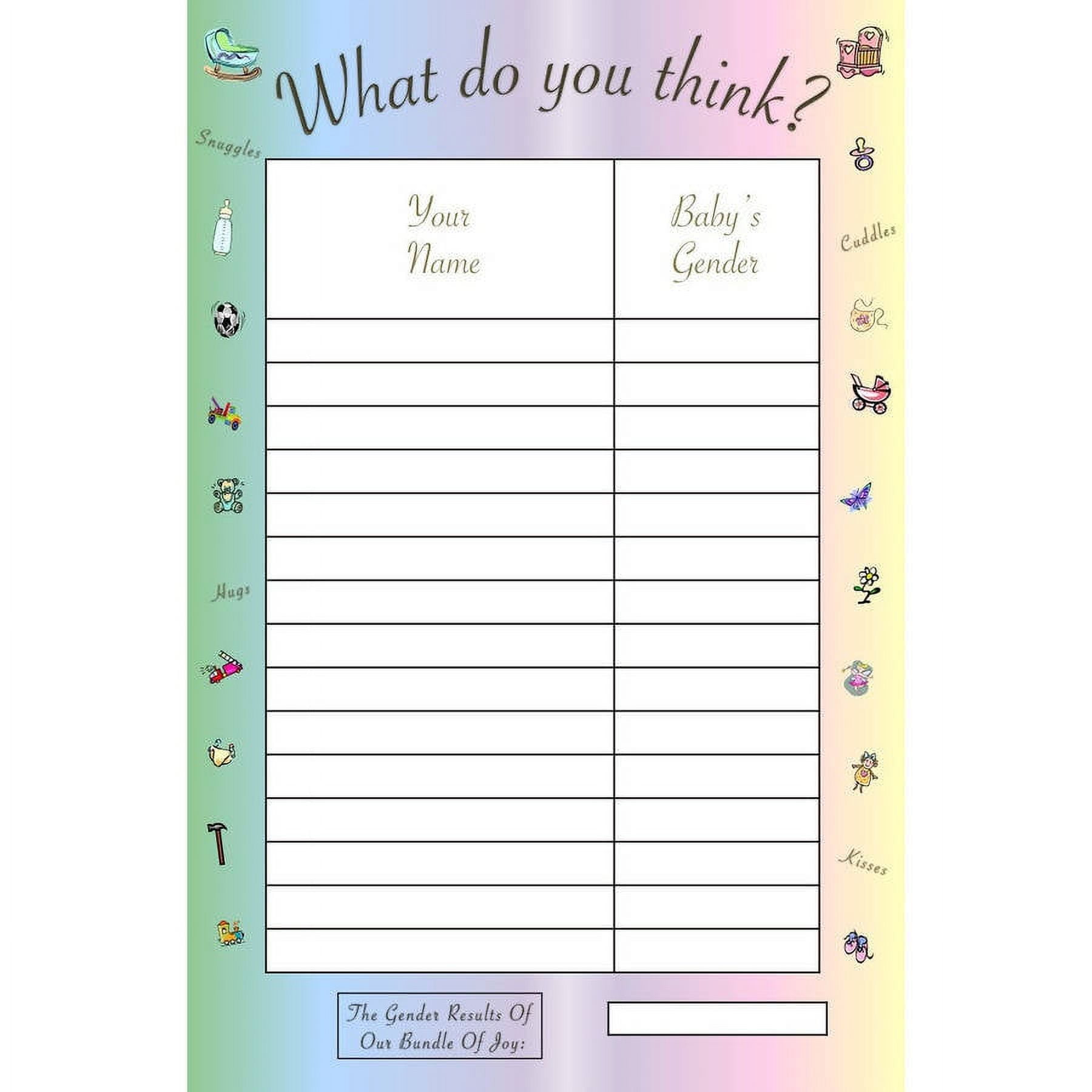 Gender Reveal Guessing Game & Keepsake-Small-15 Players-Green and ...