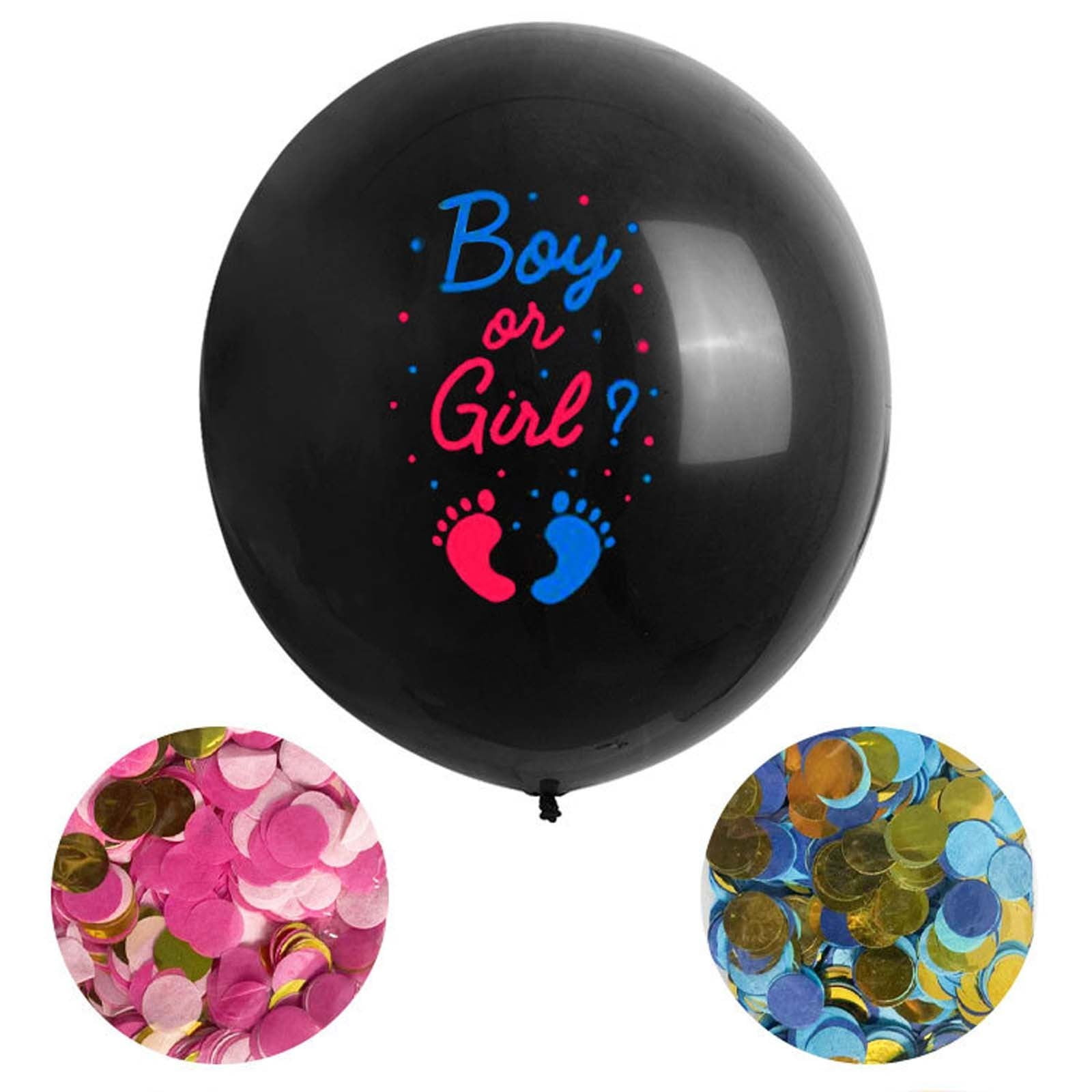 Gender Reveal Kit, 36in Black Balloons With Heart Shaped Paper Confetti ...