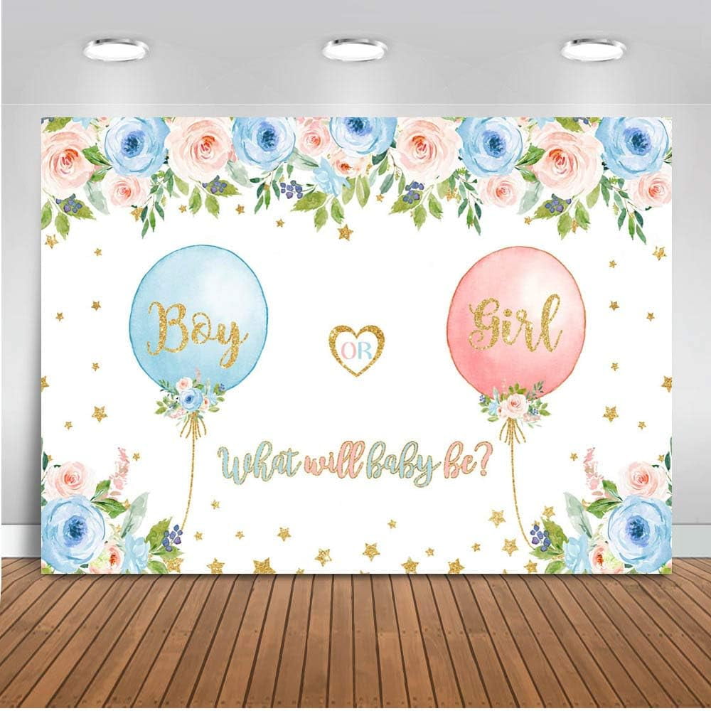 Gender Reveal Party Decorations Backdrop Blush Pink and Blue Balloons ...