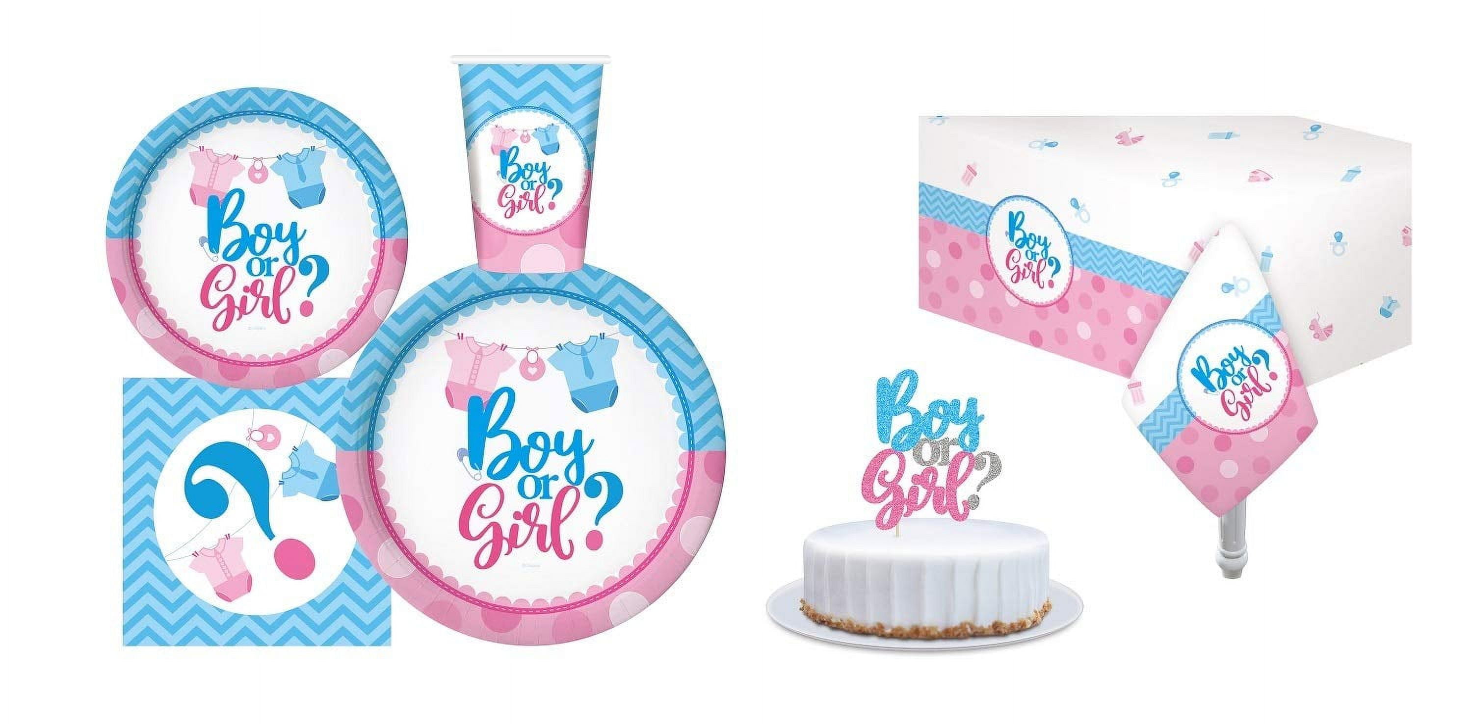 Gender Reveal Party Supplies MMF7 for 30 - Boy or Girl Theme 9" Dinner ...