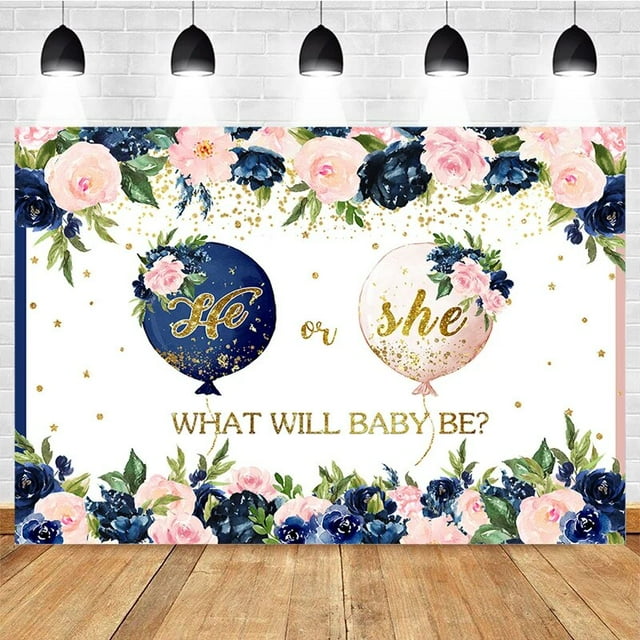 Gender Reveal Photography Background Balloon Flowers Decoration Props ...